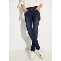 Slim-fit-Jeans Cecil "Style Vicky", Damen, Gr. 25, Länge 30, blau (blau schwarz used wash), Denim/Jeans, Obermaterial: 79% Baumwolle, 19% Polyester, 2% Elasthan, unifarben, slim fit knöchellang, Jeans, im Five-Pocket Style