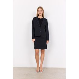 Kurzblazer soyaconcept "SC-ISOBEL 1", Damen, Gr. S, schwarz (9999c schwarz combi), Web, Obermaterial: 90% Baumwolle, 8% Polyester, 2% Elasthan, gemustert, Blazer
