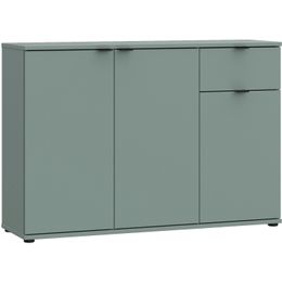 Sideboard FORTE "Ganymede", grün (salbei), B:119,8cm H:82,3cm T:34,1cm, Spanplatte, Sideboards, Sideboard, Stauraum, Schublade; Metallgriffe, 4 Dekore, Breite 119,8cm