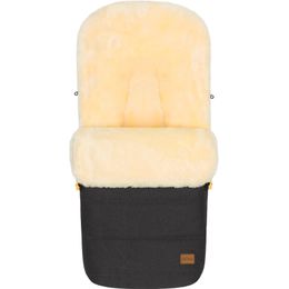 Fußsack fillikid "Bernina Winterfußsack", Kinder, grau (dunkelgrau melange), Lammfell, Polyester, Fußsäcke