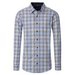 Langarmhemd Casamoda "Casamoda Freizeithemd kariert", Herren, Gr. 3XL, Normalgrößen, blau, 100% Baumwolle, kariert, lässig geschnitten, Hemden