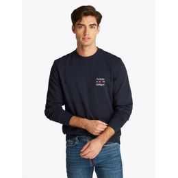Sweatshirt Tommy Hilfiger "HILFIGER STACK SWEATSHIRT", Herren, Gr. 3XL, blau (desert sky), Sweatware, Obermaterial: 100% Baumwolle, regular fit, Rundhals, Rippbündchen, Sweatshirts
