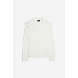 Strickpullover Cinque "CIGIANO", Herren, Gr. M, weiß, Rippstrick, Obermaterial: 80% Viskose, 20% Polyamid, unifarben, regular fit hüftlang, Rundhals, Bündchen, Pullover, mit kleinem Stehkragen