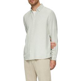 Karohemd s.Oliver, Herren, Gr. XL, N-Gr, grün (weiß grün), Web, Obermaterial: 100% Baumwolle, kariert, regular fit Po-bedeckend, ohne Ausschnitt, Manschette, Hemden, mit Karo Muster