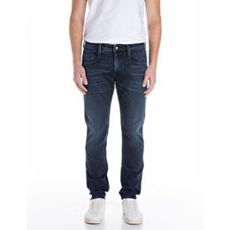 Slim-fit-Jeans Replay "Anbass", Herren, Gr. 33, Länge 34, blau (dunkelblau b88), Denim/Jeans, Obermaterial: 99% Baumwolle, 1% Elasthan, slim fit normal, Jeans