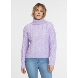Rollkragenpullover Ragwear "JANNA SHORT", Damen, Gr. XL (42), lila (lavender), Strick, Obermaterial: 64% Polyester, 36% Polyacryl, meliert, unifarben, Pullover