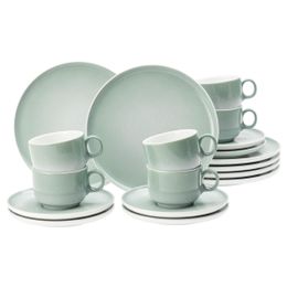 Kaffeeservice Seltmann Weiden "Sento Home, Geschirr-Set, 18-teilig", aura mint, 18 Stk., Porzellan, Geschirr-Sets, harmonisch geschwungene Form