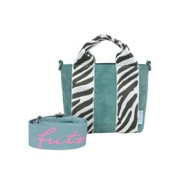 Schultertasche Fritzi aus Preussen "Fritzi Bini Jive Blackini", Damen, Gr. B/H/T: 20cm x 15,5cm x 7cm, petrol, Polyurethan (PU), unifarben, Taschen, mit breiten Webbing-Schulterriemen