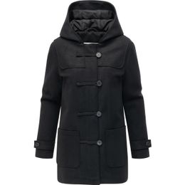 Wintermantel Ragwear "Duffina YOUMODO", Damen, Gr. L (40), schwarz, Obermaterial: 100% Polyester; Innenfutter: 100% Polyester; Wattierung: 100% Polyester, figurumspielend Po-bedeckend, mit Knopf normaler Saum, Mäntel, warmer Mantel mit Knopfleiste