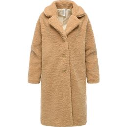 Fellimitatmantel Ragwear "Tedyco YOUMODO", Damen, Gr. L (40), camelfarben, Plüsch, Obermaterial: 100% Polyester, Innenfutter: 100% Polyester, oversize ca. Mitte Knie, asymmetrischer Ausschnitt, Ärmel ohne Ärmelschlitz normaler Saum, Mäntel, flauschige Übergangsjacke aus kuscheligem Teddyfleece