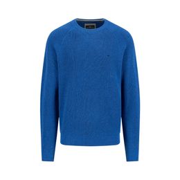 Strickpullover Fynch-Hatton, Herren, Gr. 4XL, blau (strong blau), Strick, Obermaterial: 100% Baumwolle, unifarben, regular fit taillenbedeckt, Rundhals, Rippbündchen, Pullover, mit Logo Stickerei
