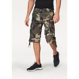 Cargobermudas Alpha Industries "Jet Short", Herren, Gr. 32, N-Gr, braun (tarnfarben), Web, Obermaterial: 100% Baumwolle, bedruckt, normal knieumspielend, Hosen