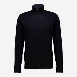 Schwarzer Pullover mit halbem Reißverschluss