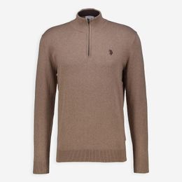 Brauner Pullover mit halbem Reißverschluss