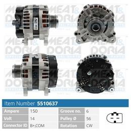 MEAT & DORIA MEAT & DORIA Generator 14V 150A f&uuml;r SKODA VW SEAT AUDI VAG 059903018S 059903018SX 059903019M 5510637