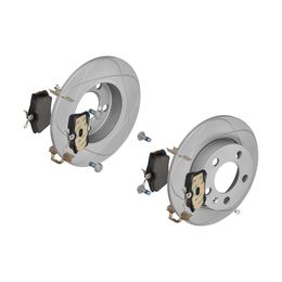 ATE Bremsensatz-Hinterachse PowerDisc / Standard Bremsensatz, Scheibenbremse hinten rechts links voll 230mm für SKODA SEAT VAG 1J0615601Q 1J0615601P 1