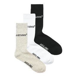Jack & Jones JACK & JONES Socken 'JACSOHO' Herren Größe 41/46 hellgrau / schwarz / weiß