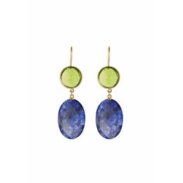 Gemshine Ohrringe Saphir Ovale und facettierte runde Turmalin Quarze in gold coloured | Gr.: onesize