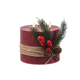 MARELIDA XXL LED 3 Docht Kerze Echtwachs Timer D: 15cm H: 15cm in rot | Gr.: onesize