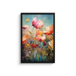 MuchoWow Poster mit Leiste Bunte Blumen | Gr.: 20 x 30 cm