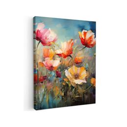 MuchoWow Leinwand bilder Bunte Blumen | Gr.: 30 x 20 cm