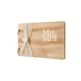 Intirilife Gästebuch Hochzeit Mr & Mrs Vintage DIY Hochzeitsbuch Hochzeitsalbum in Braun | Gr.: onesize