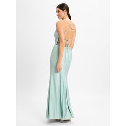 UNIQUE Abendkleid mit Stola in türkis - 0003 | Gr.: 40