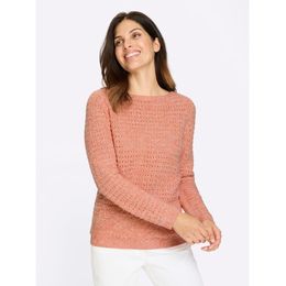 Sieh an! Ajour-Pullover in apricot-ecru-meliert | Gr.: 52