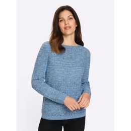 Sieh an! Ajour-Pullover in aqua-ecru-meliert | Gr.: 50