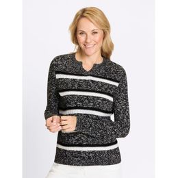 Sieh an! Langarm-Pullover in schwarz-weiß-gemustert | Gr.: 56