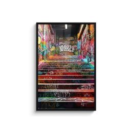 MuchoWow Poster mit Leiste Bunte Treppe | Gr.: 20 x 30 cm