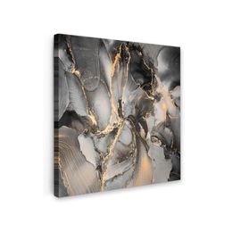 MuchoWow Leinwand bilder Abstrakte Kunst gold grau | Gr.: 60x80 cm