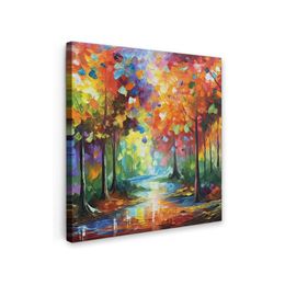 MuchoWow Leinwand bilder Bunter Wald | Gr.: 60x80 cm