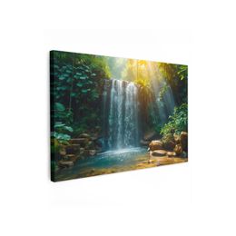 MuchoWow Leinwand bilder Wasserfall Sonnenstrahlen | Gr.: 120 x 80 cm