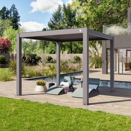 3x3m Pergola in Perlgrau; mit Lamellendach in Perlgrau - (400113)