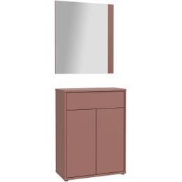 Garderoben-Set FORTE "Alice-Springs", orange (terracotta), B:74,5cm H:200cm T:34,9cm, Spanplatte, Kastenmöbel-Sets, Kompaktgarderobe, Terracotta, Grifflos, Push to Open