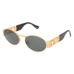 Versace VE2264 | Unisex-Sonnenbrille | Fassung: Vollrand, Oval, Edelstahl, Gold Matt | Glasfarbe: Grau