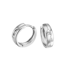 Paar Creolen Firetti "Schmuck Geschenk Silber 925 Ohrschmuck glitzernd", silber (silberfarben, kristallweiß, kristallweiß), Ohrringe, Damen, 14,9mm, Silber 925 (Sterlingsilber), mit Zirkonia (synth.)
