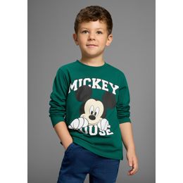 Langarmshirt Kidsworld "Disney Shirt Mickey Mouse", Jungen, Gr. 104/110, grün, Single Jersey, Obermaterial: 100% Baumwolle, bedruckt, Basic, Basic normal, Rundhals, Shirts, Disney Shirt mit Mickey Mouse Druck