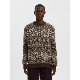 Selected Pullover 'SLHHolger' Herren Gr&ouml;&szlig;e S dunkelbraun / naturwei&szlig;