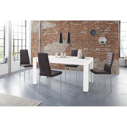 Inosign Essgruppe »Lynn160/Kate« Set;Retro, 5 Stk. tlg. Tisch mit 4 Stühlen Weiss/Anthracite +