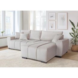 Home Affaire Ecksofa »L-Form Bello« mit Bettfunktion, Bettkasten, Frei im Raum stellbar und Federkern beige 0