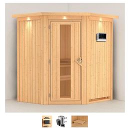 Karibu Sauna »Tomke« Set, Ofen 3, 6 kW externe Strg.easy naturbelassen