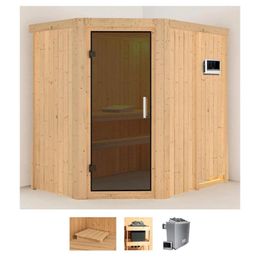 Karibu Sauna »Clara« Set, Ofen 9 KW externe Strg easy naturbelassen