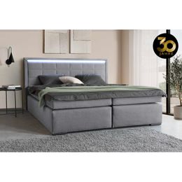 Collection AB Boxspringbett »30 Jahre Jubiläums-Modell Athena« in H2, H3 & H4, wahlweise mit LED-Leiste hellgrau