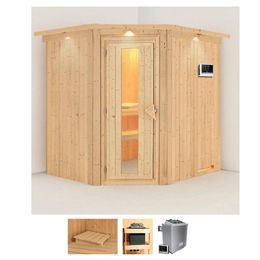 Karibu Sauna »Siirin« Set, Ofen 9 KW externe Strg easy naturbelassen