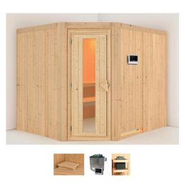 Karibu Sauna »Marit« Set, Ofen 9 KW externe Strg easy naturbelassen