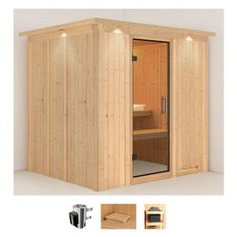 Karibu Sauna »Dima« Set, Ofen 3, 6 kW intgr. Strg naturbelassen