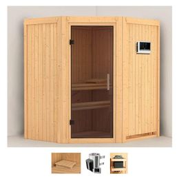 Karibu Sauna »Tomke« Set, Ofen 3, 6 kW externe Strg.easy naturbelassen