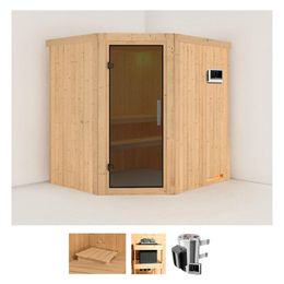 Karibu Sauna »Laila« Set, Ofen 3, 6 kW externe Strg.easy naturbelassen